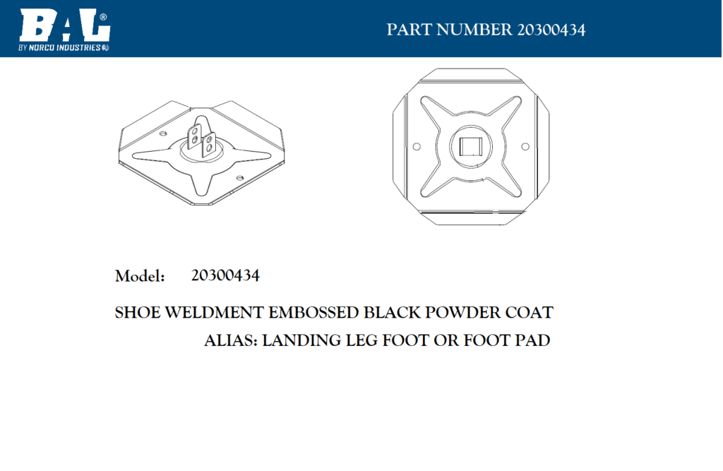 863248 LANDING GEAR IDLER LEG WITH DROP LEG – BAL RV Products